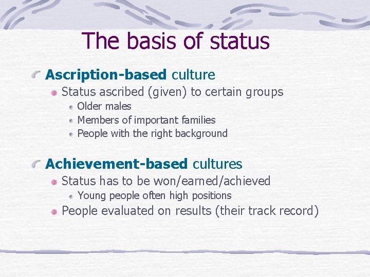 Intercultural vocabulary Terms to help you describe different