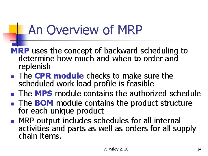 Chapter 14 Resource Planning Operations Management by R