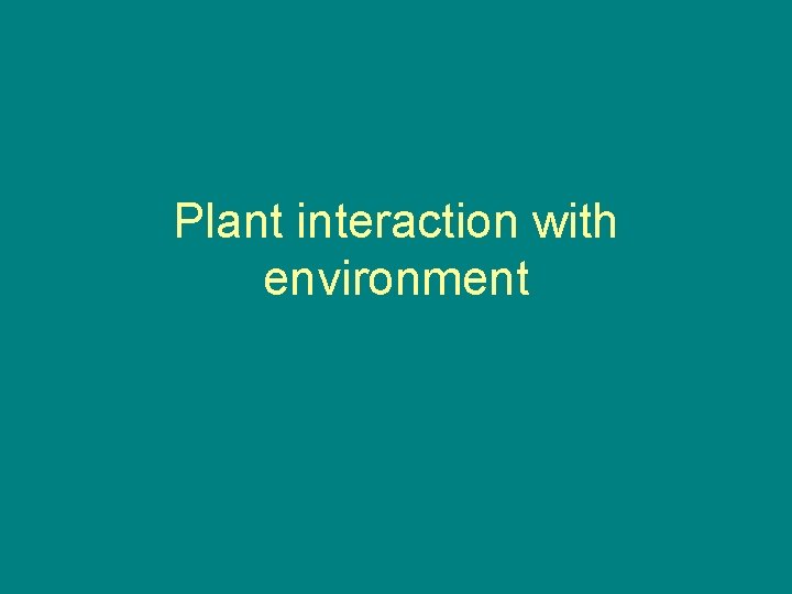 Plant interaction with environment How does a plant
