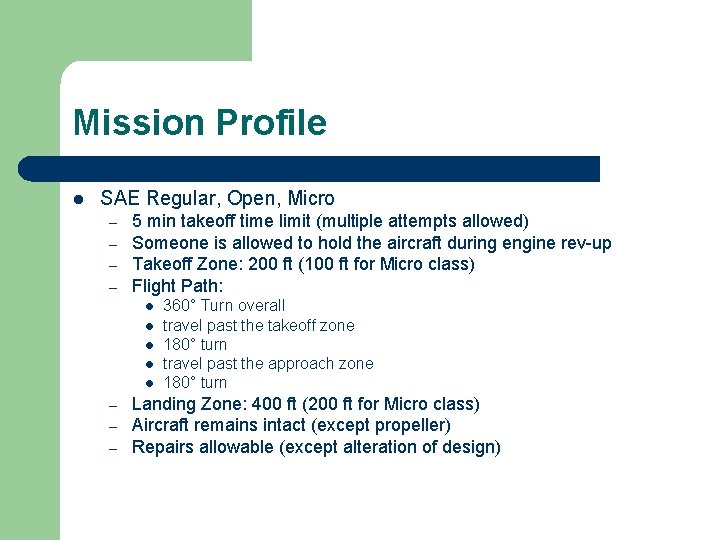 Aircraft Design Competition Comparison SAE Open SAE Regular