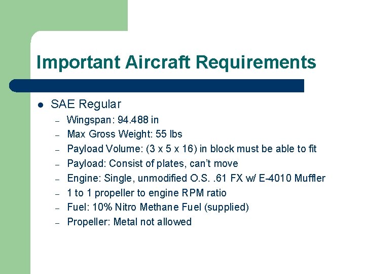 Aircraft Design Competition Comparison SAE Open SAE Regular