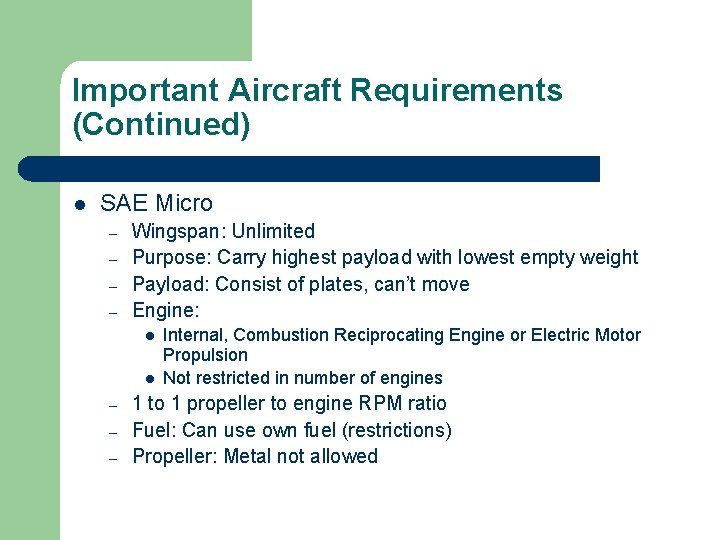 Aircraft Design Competition Comparison SAE Open SAE Regular
