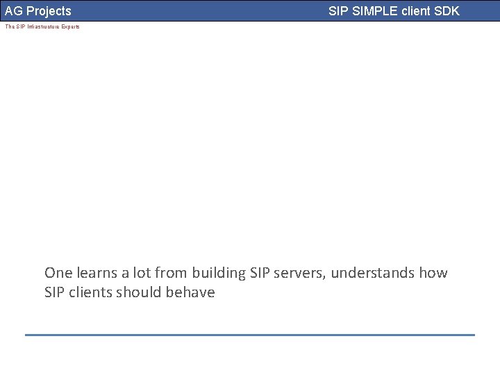 AG Projects SIP SIMPLE client SDK The SIP