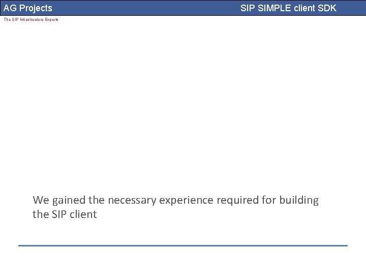 AG Projects SIP SIMPLE client SDK The SIP