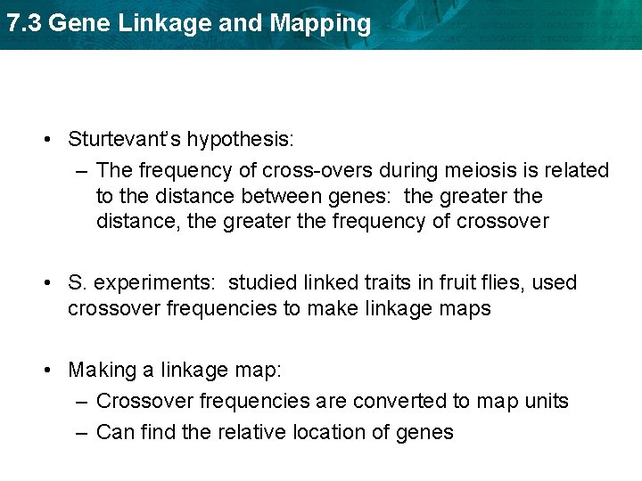 7 3 Gene Linkage and Mapping KEY CONCEPT