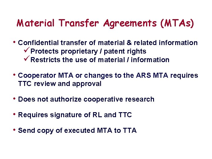 Principles of ARS Technology Transfer Rob Griesbach Office