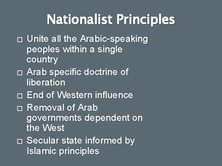 POLITICS OF THE MIDDLE EAST PanArabism and The