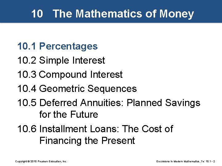 10 The Mathematics of Money 10 1 Percentages