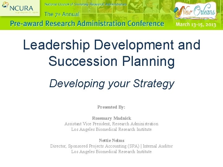 Leadership Development and Succession Planning Developing your Strategy