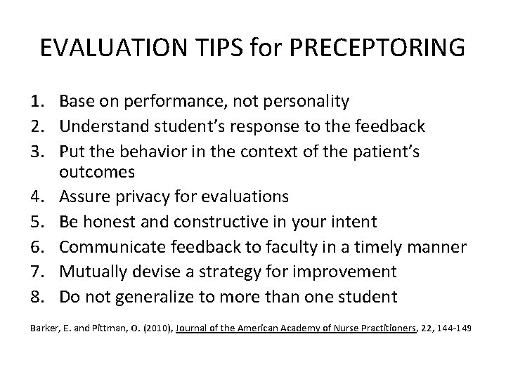 RESOURCES for PRECEPTORS in TODAYS HEALTH CARE MNPA