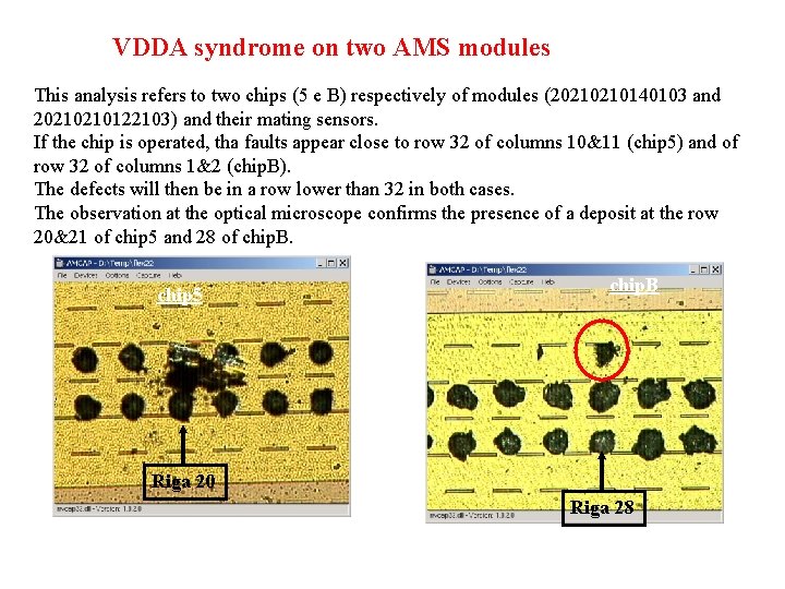 VDDA syndrome on two AMS modules This analysis
