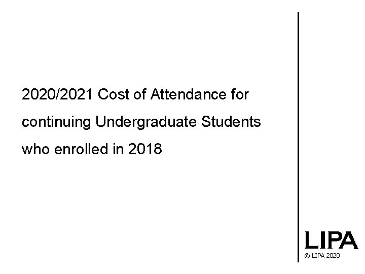 20202021 Cost of Attendance for continuing Undergraduate Students