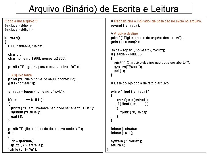 Fundamentos de Programao 1 Linguagem C Arquivos Binrios