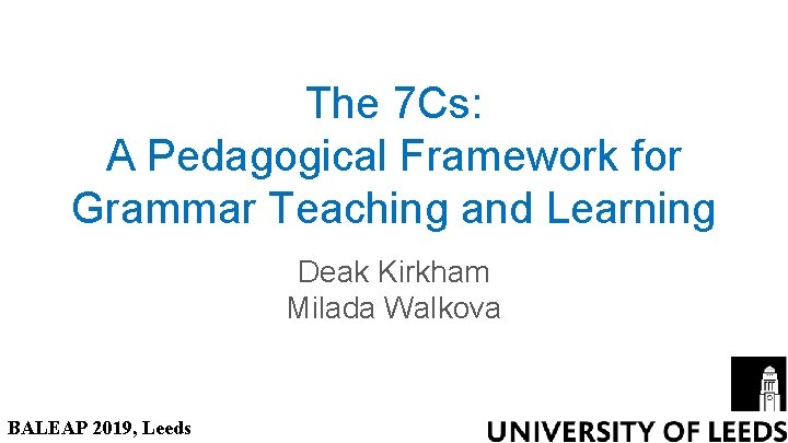 The 7 Cs A Pedagogical Framework for Grammar