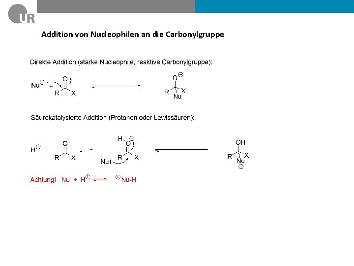 Reaktionsmechanismen Reaktionen der CODoppelbindung Die COBindung ist polar