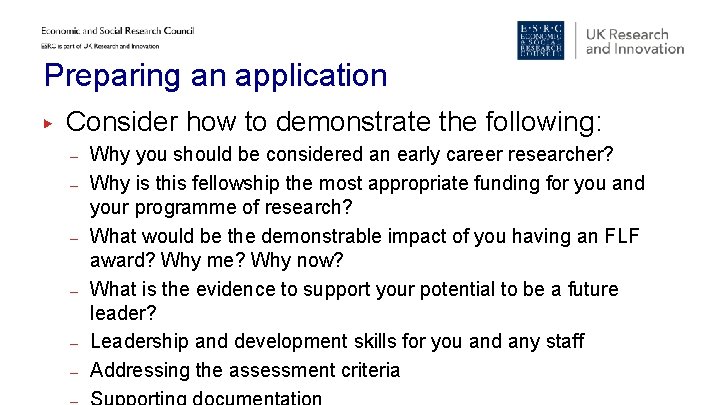 Applying to the UKRI Future Leaders Fellowship scheme