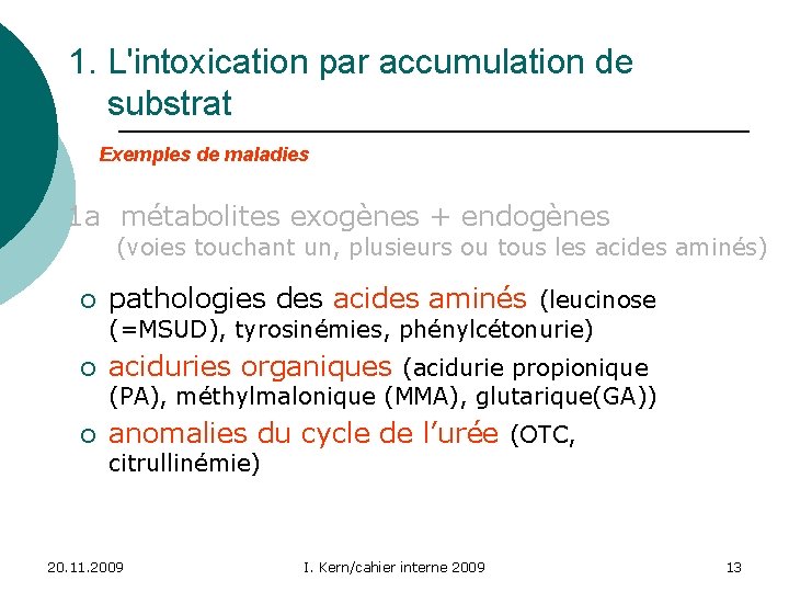 Maladies mtaboliques Cahier de linterne 20 novembre 2009