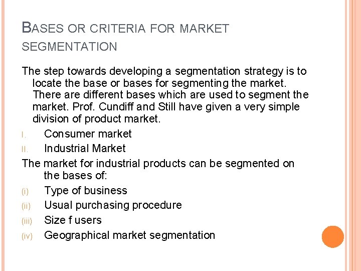 MARKET SEGMENTATION chapter 6 3 rd semester MEANING