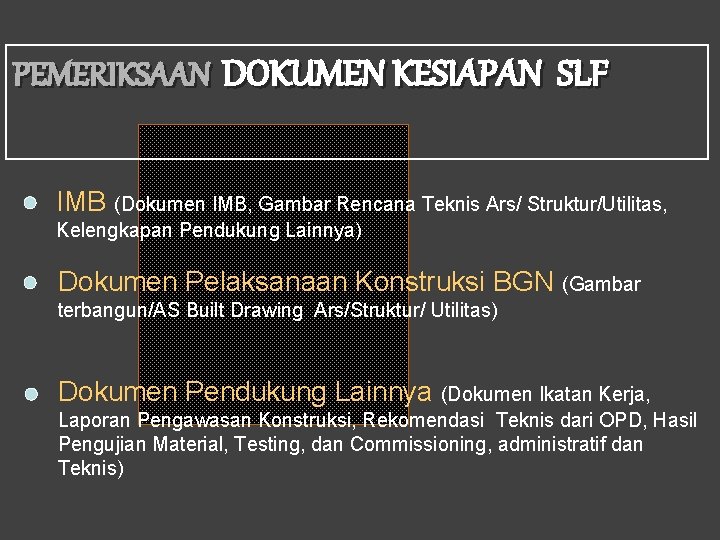 PELATIHAN TEKNIK AUDIT BANGUNAN GEDUNG NEGARA BGN UNTUK