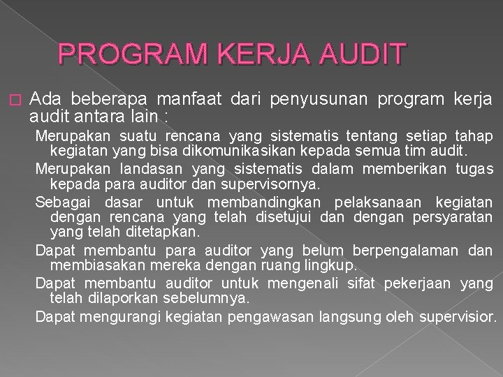 BAB 3 KERTAS KERJA AUDIT PROGRAM AUDIT dan