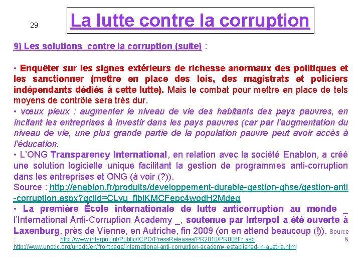 1 La lutte contre la corruption Une affiche