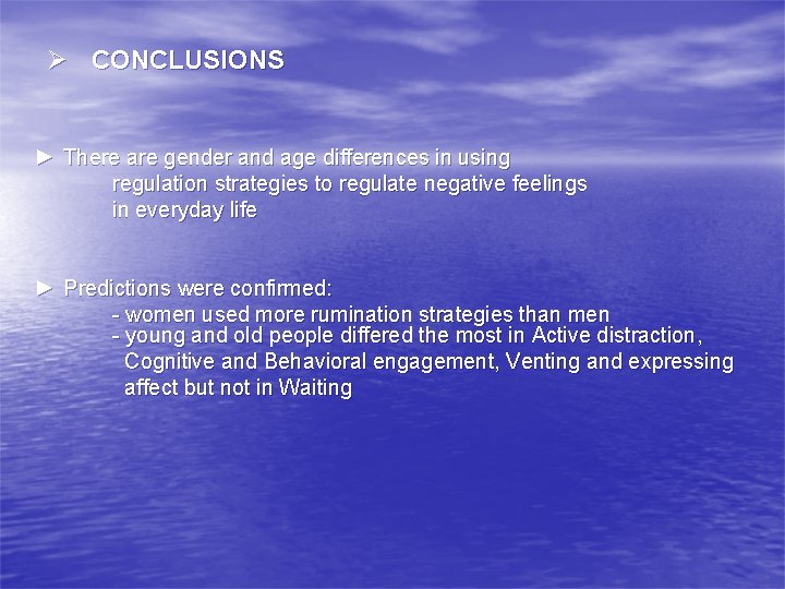 Age and gender differences in affect regulation strategies