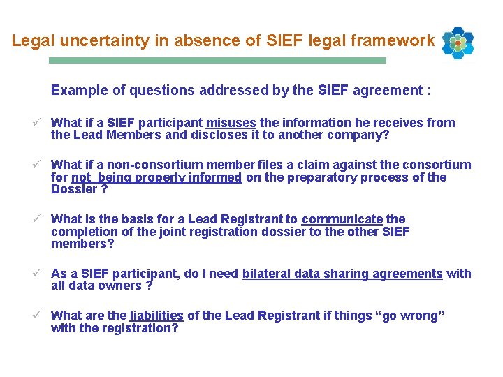 Cefic model SIEF Agreement benefits and practical aspects