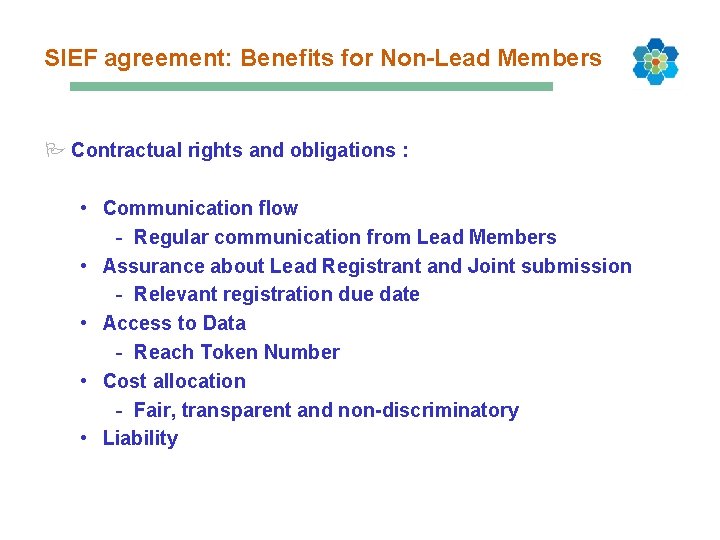 Cefic model SIEF Agreement benefits and practical aspects