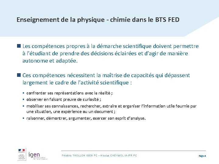 Enseignement de la physique chimie dans le BTS