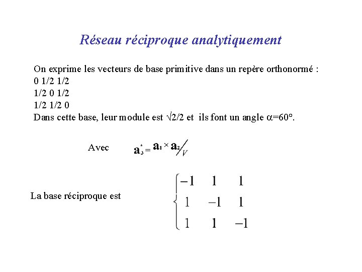 Structures et rseaux RESEAUX CUBIQUES Rseau cubique simple