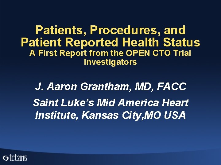 Patients Procedures and Patient Reported Health Status A