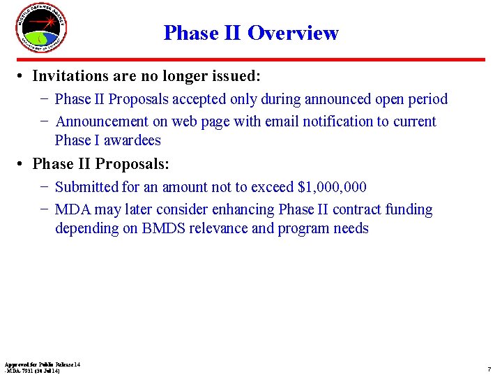 Missile Defense Agency Advanced Research Overview Advanced Technology