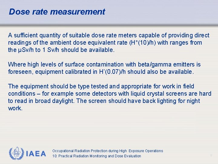 IAEA Training Material on Occupational Radiation Protection during