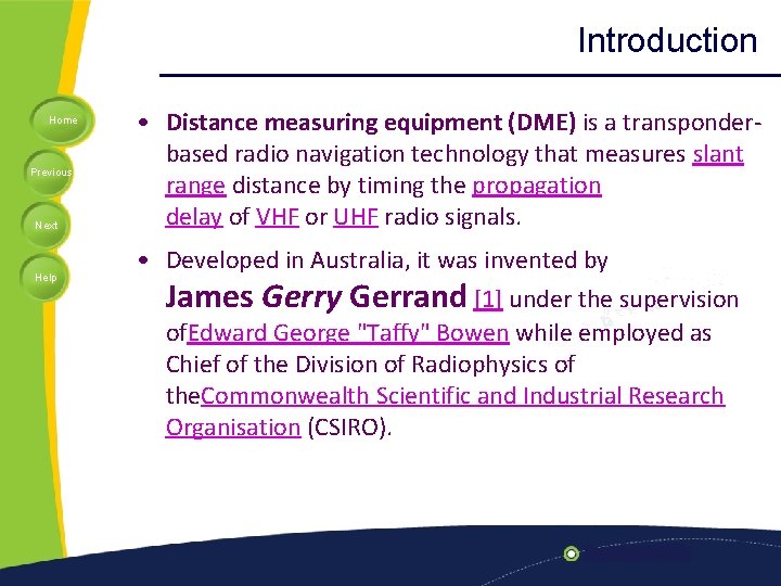 Lecture 8 Distance Measuring Equipment DME Outlines Home