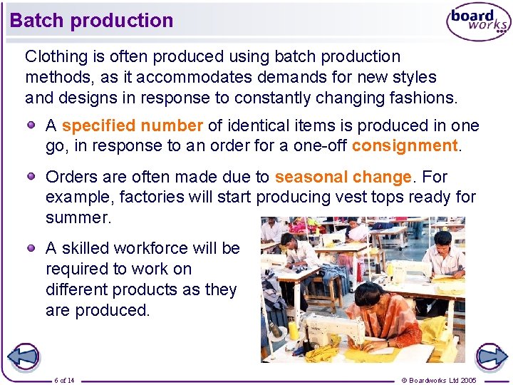 Textiles Production Processes These icons indicate that teachers