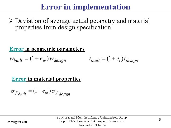 Effects of Error Variability Testing and Safety Factors