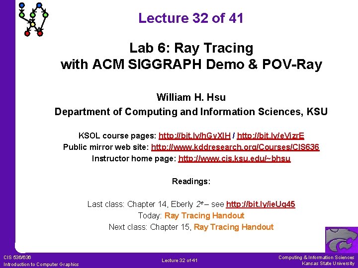 Lecture 32 of 41 Lab 6 Ray Tracing