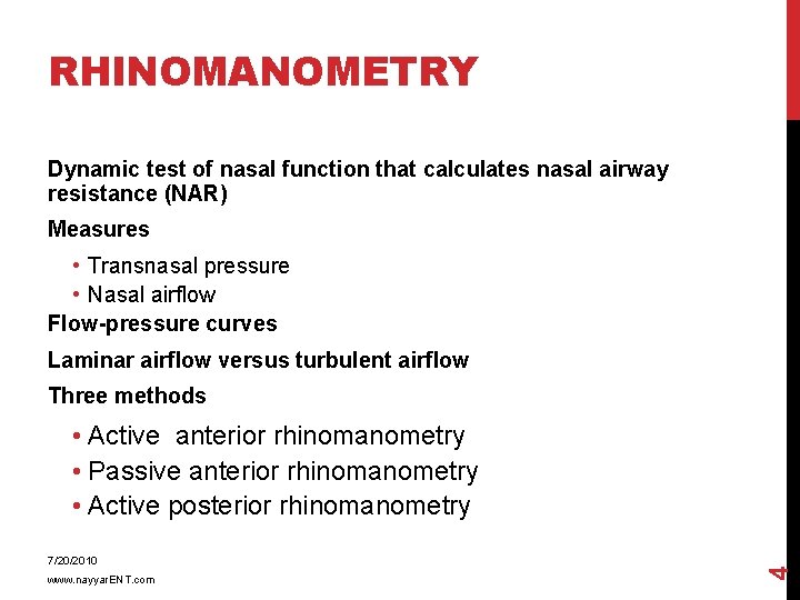 RHINOMANOMETRY ACOUSTIC RHINOMETRY ROLE IN NASAL OBSTRUCTION BY
