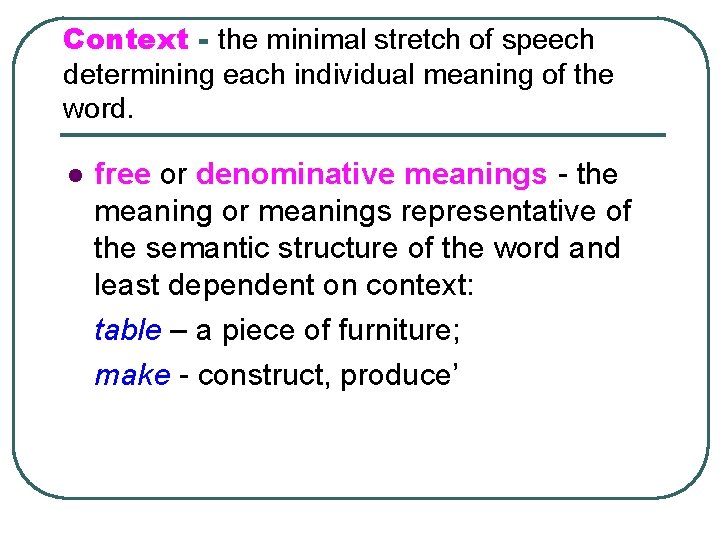 Intralinguistic Relations of Words Types of Semantic Relations