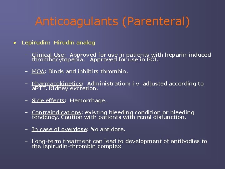 Anticoagulant Thrombolytic and Antiplatelet Drugs Cooper Woods Ph
