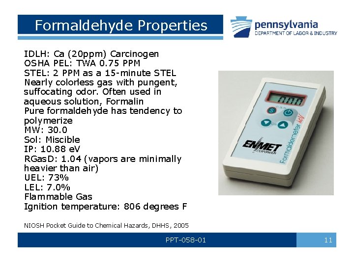 Formaldehyde Safety 1910 1048 Subpart Z Formaldehyde PPT058