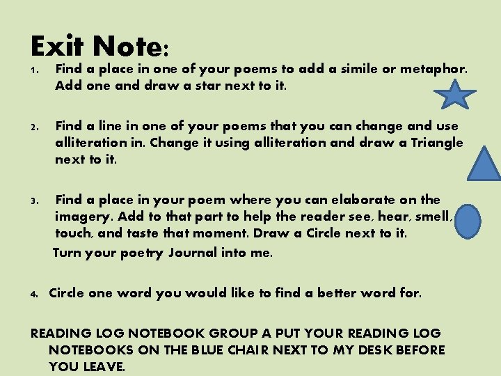 THINGS TO DO WHEN YOU ENTER THE CLASSROOM