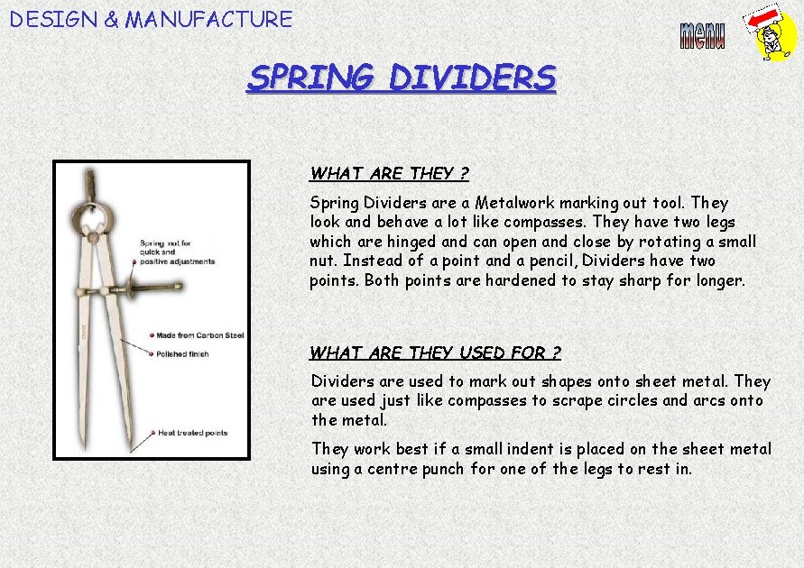DESIGN MANUFACTURE Tools Bradawl Centre Punch Chisels Clamps