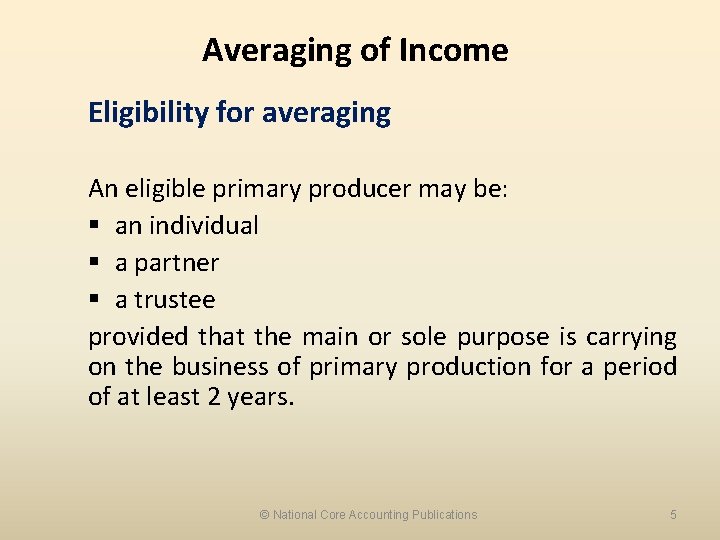 Chapter 5 Primary Producers National Core Accounting Publications