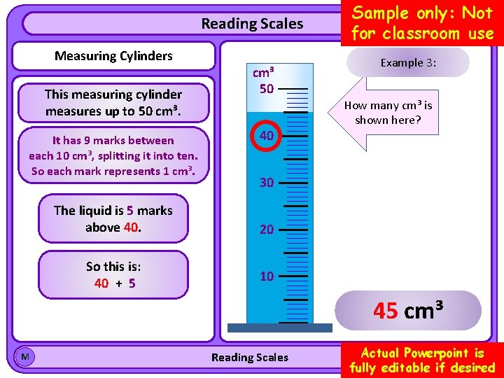 Sample only Not for classroom use Reading Scales