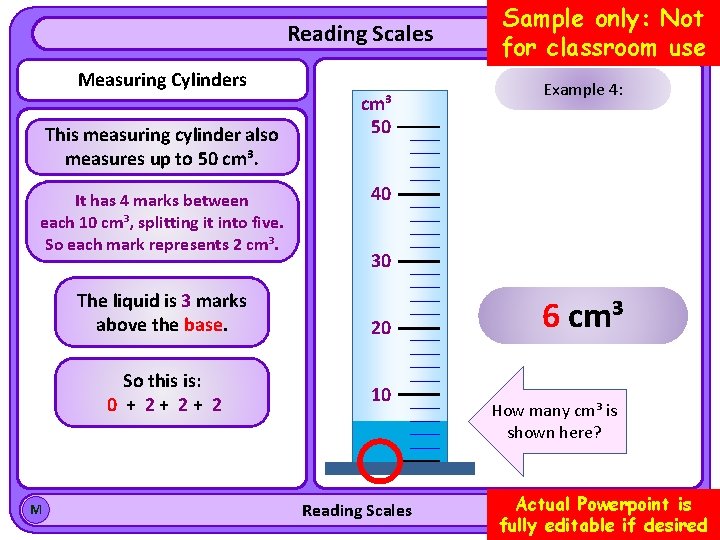 Sample only Not for classroom use Reading Scales