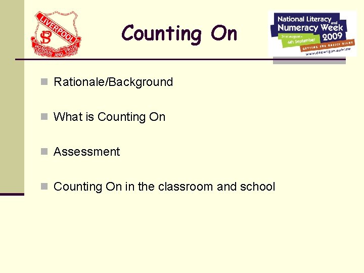 Counting On n RationaleBackground n What is Counting