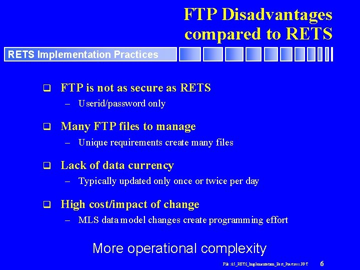 RETS Implementation Best Practices RETS Implementation Practices q