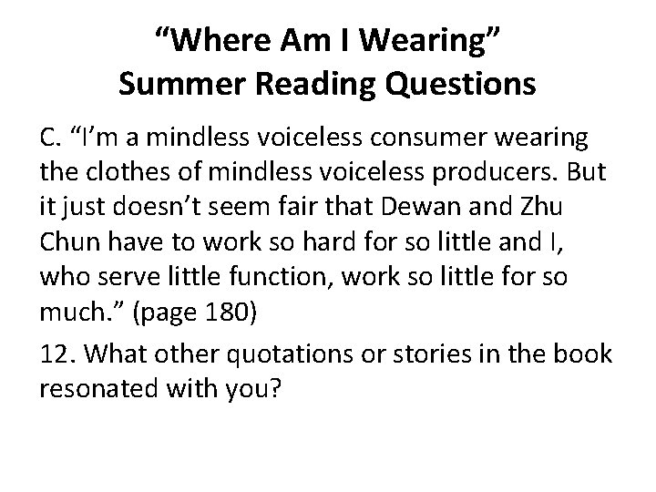 Where Am I Wearing Summer Reading Questions 1