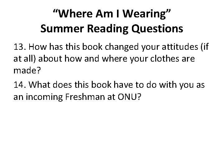Where Am I Wearing Summer Reading Questions 1